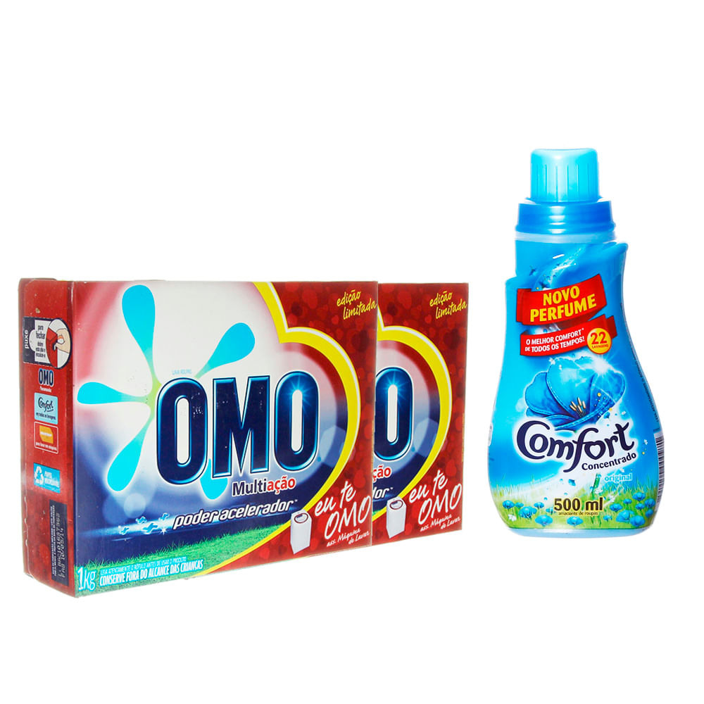Kit com 2 Sabão em Pó OMO + 1 Amaciante Comfort Original com 500ml - CEPEL
