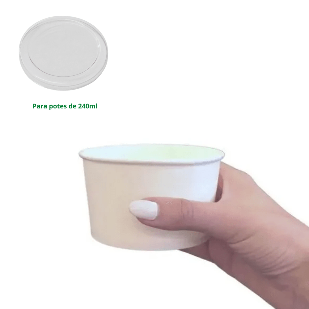 Tampa Plástica para Pote de Papel 240ml c/ 100 Unidades - CEPEL
